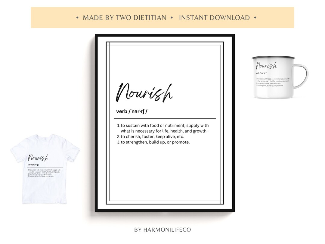 Nourish Definition Printable Poster Nourish Poster JPG Dietitian Decor ...