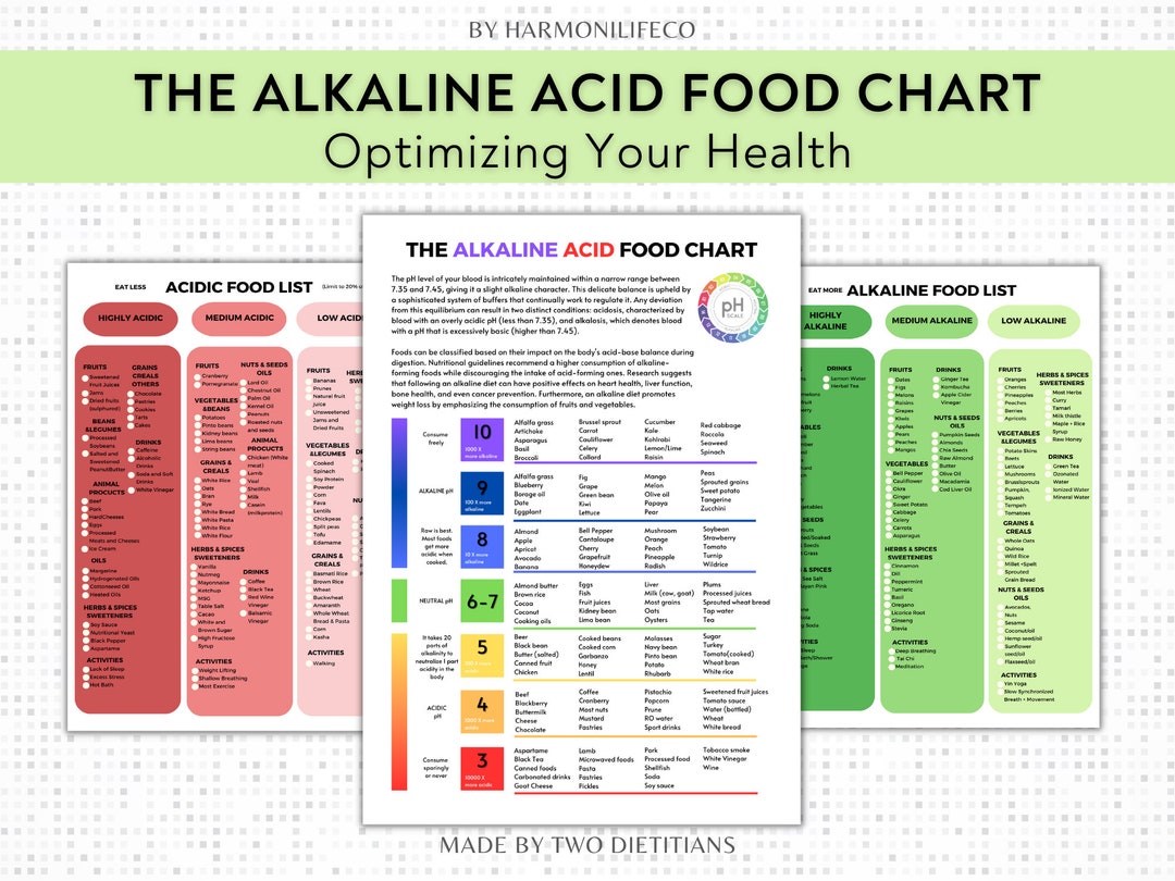 The Alkaline Acid Food Chart and Poster Shopping List for - Etsy