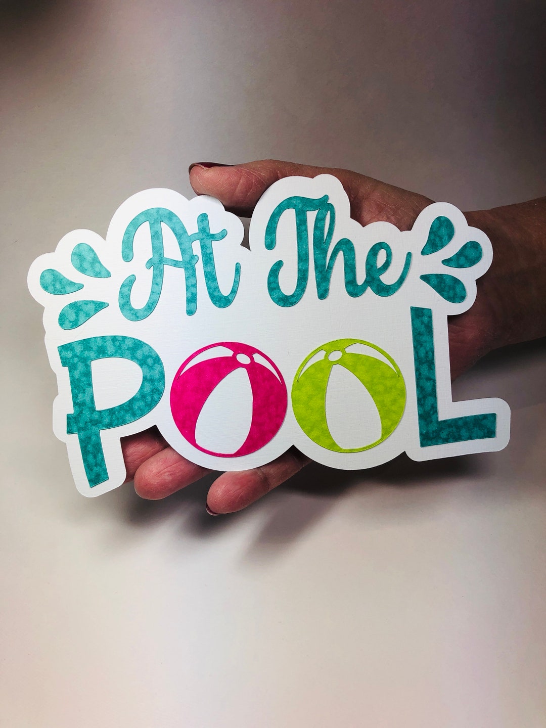 At the Pool Scrapbook Title, Pool Paper Piecing, Swimming Title Piece ...