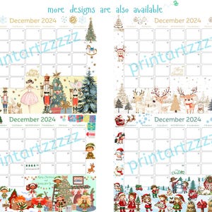 December 2024 Calendar Christmas Elf Village North Pole Theme Planner ...