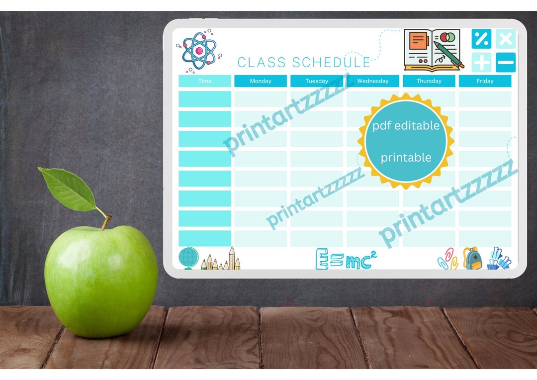 Editable & Printable Class Schedule Fillable School Schedule - Etsy