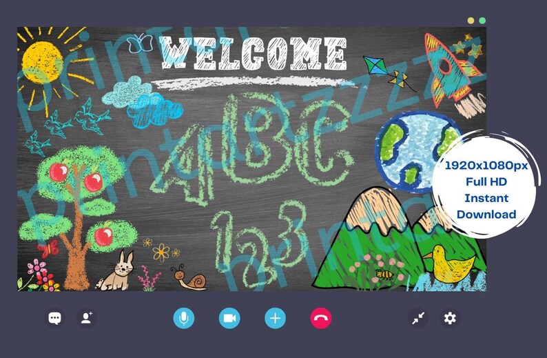 Chalk Board Zoom Background Teacher School Classroom Zoom Background ...