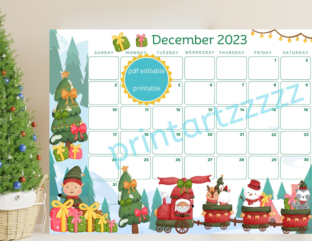 Editable & Printable December 2023 Calendar 2023 Christmas - Etsy