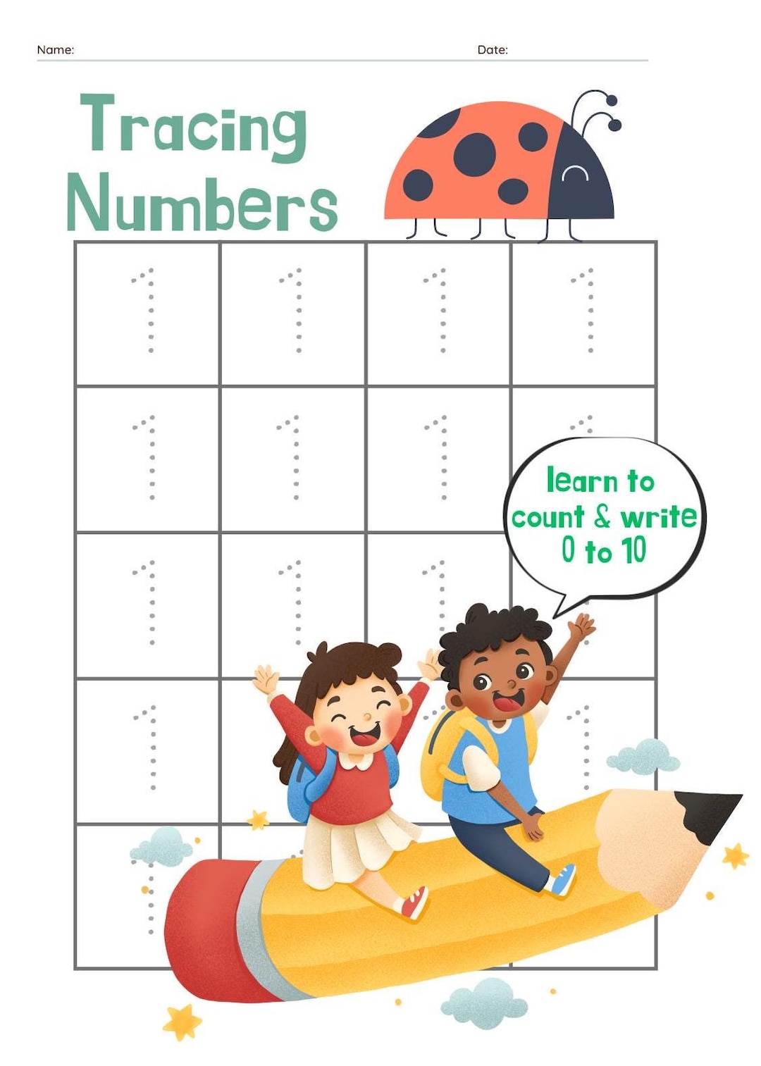 Tracing Numbers Worksheets Pdf Printable Learn the Numbers From Zero to ...