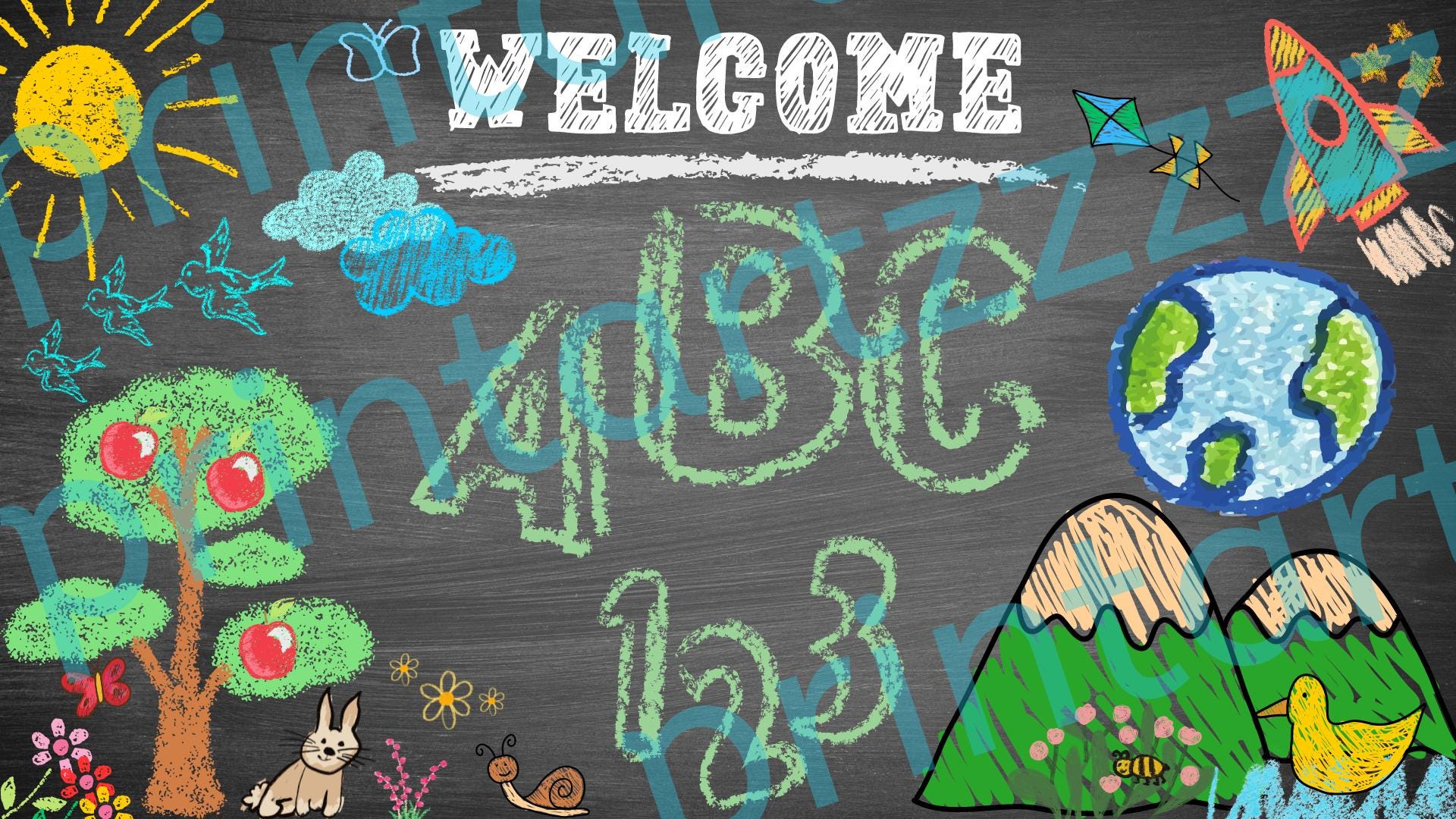 Chalk Board Zoom Background Teacher School Classroom Zoom Background ...