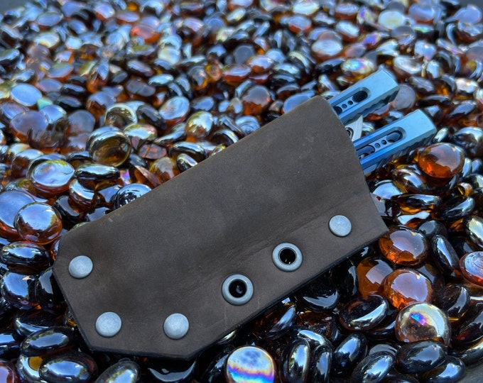 Custom Balisong /butterfly/ Pocket Knife Sheath Soft Brown Leather With ...