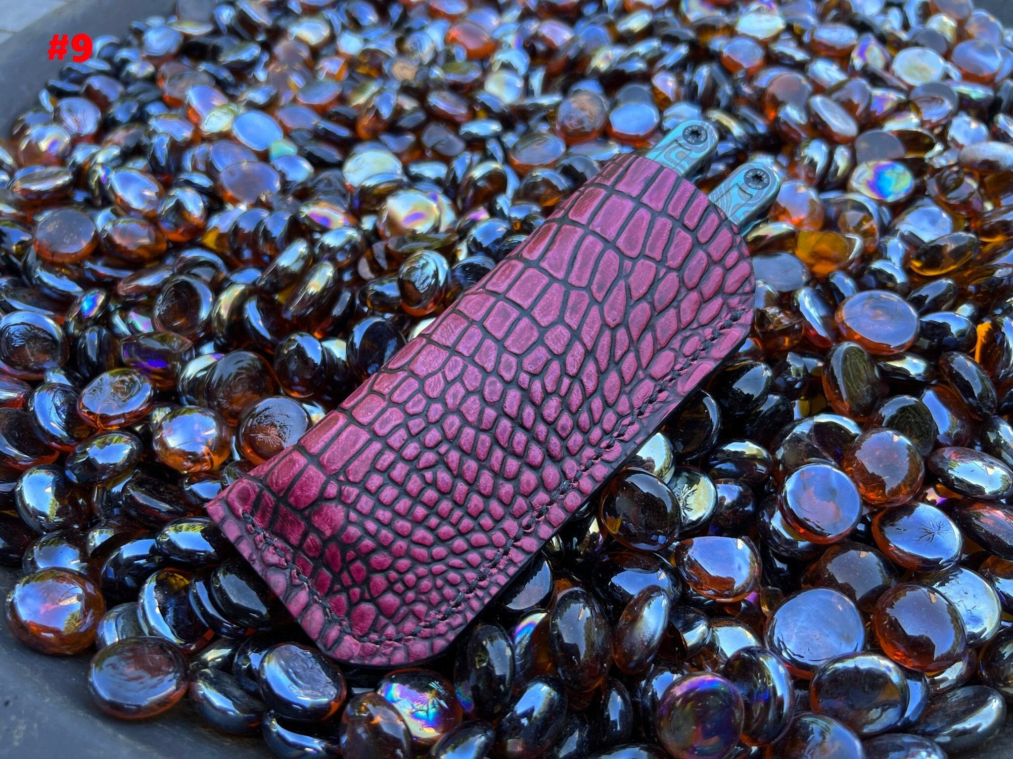 Custom Leather Balisong /butterfly/ Pocket Knife Sheath Red/pink ...