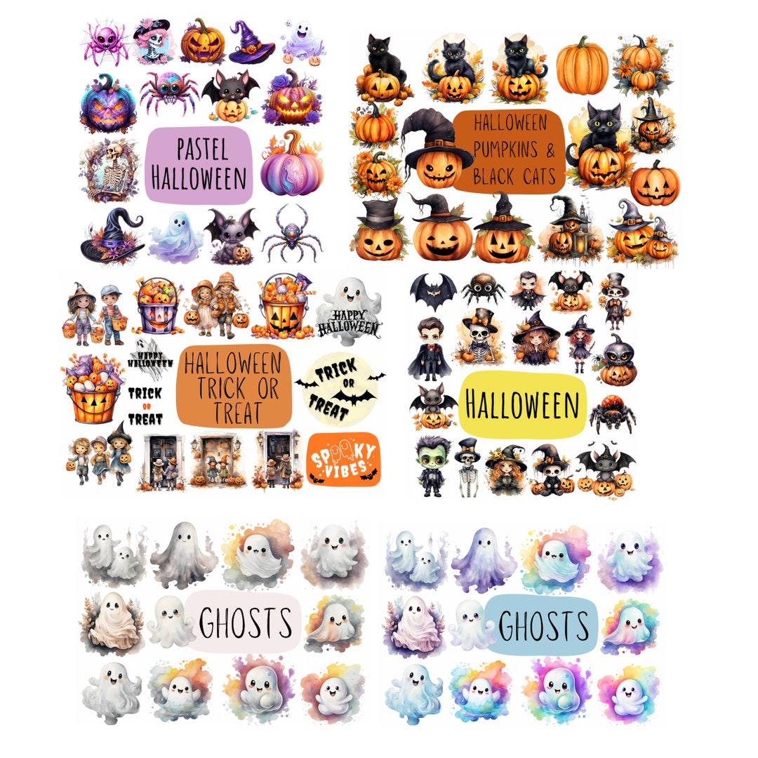 Watercolor Halloween Clipart Bundle, Pastel, Trick or Treat, Pumpkin ...