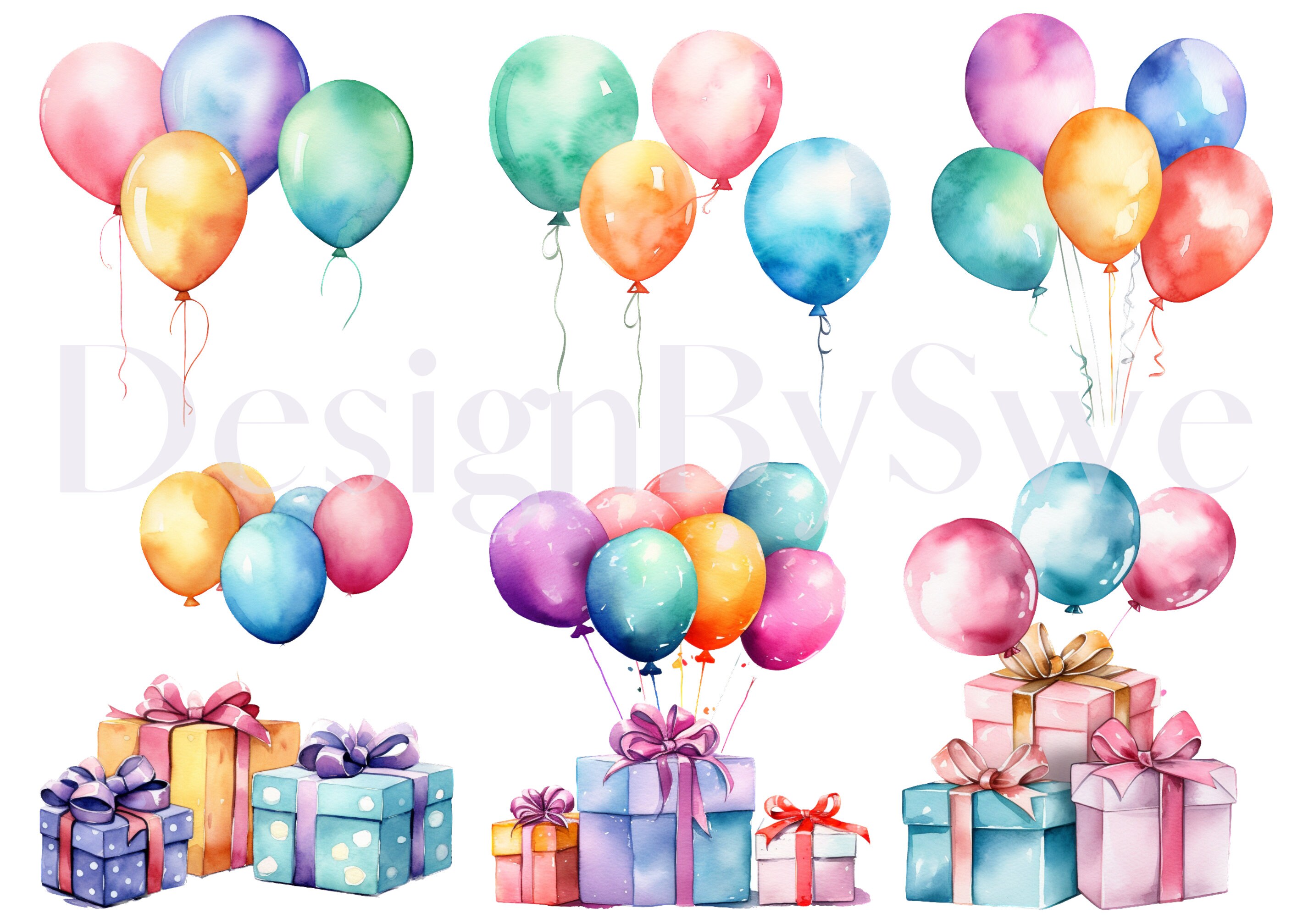Watercolor Birthday Clipart Party Cake Cupcake Candles - Etsy