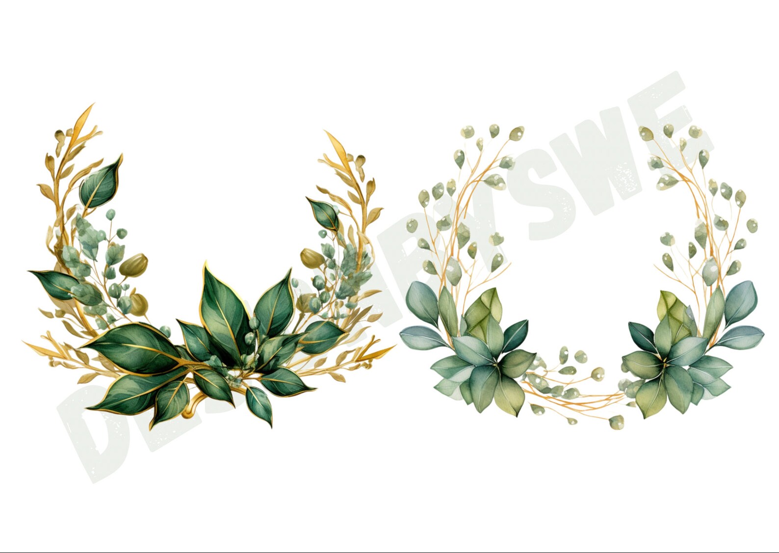 Greenery Watercolor Clipart - Green Leaves Clipart - Watercolor Leaves ...