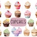 Watercolor Cupcake Birthday Clipart - Cupcake Candles Clipart ...