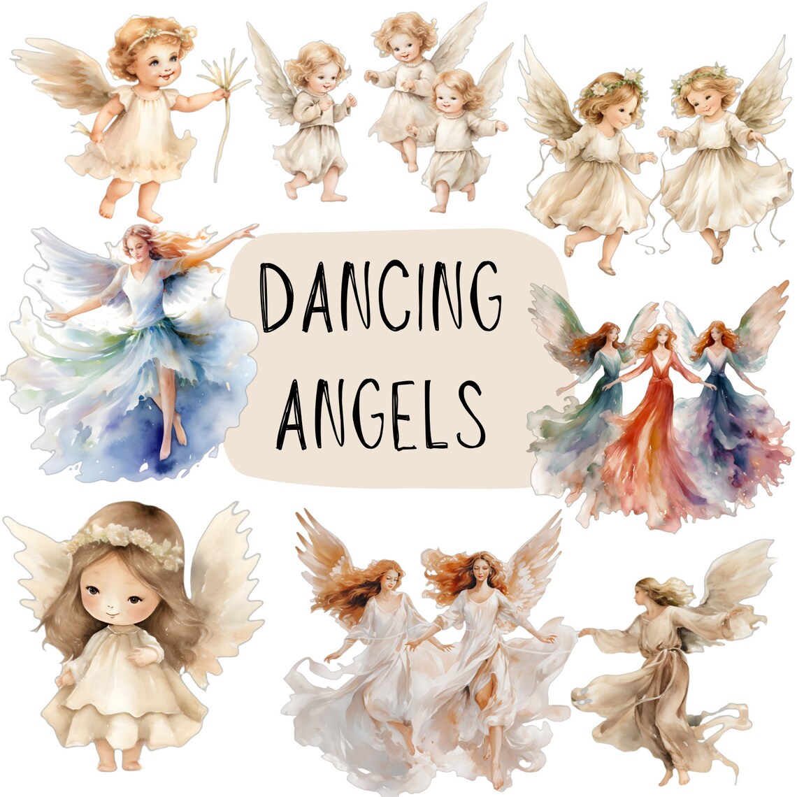 Watercolor Dancing Angel Clipart, PNG Graphics (digital Download) - Etsy