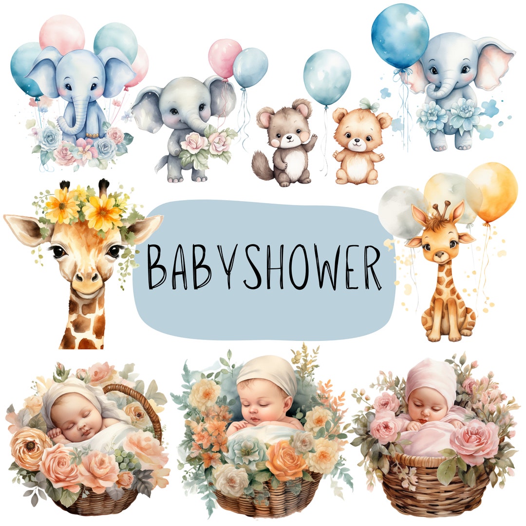 Watercolor Baby Shower Clipart – Pastel Animals, Nursery Art (digital ...
