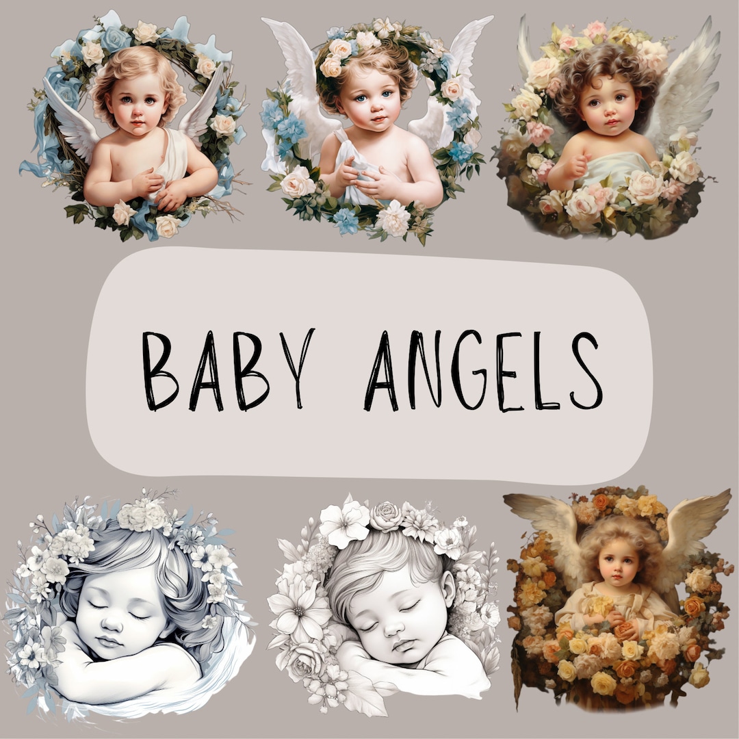6 Baby Angels Clipart Bundle, PNG Graphic, Fair Skin Angel, Baby Angel ...
