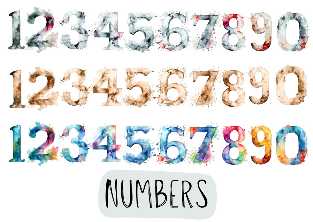 30 Watercolor Numbers Clipart, Number 0-9, Baby Milestones, Birthday ...