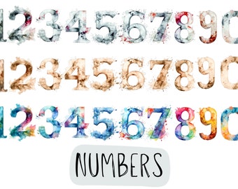 20 Watercolor Pastel Numbers Clipart, Number 0-9, Baby Milestones ...