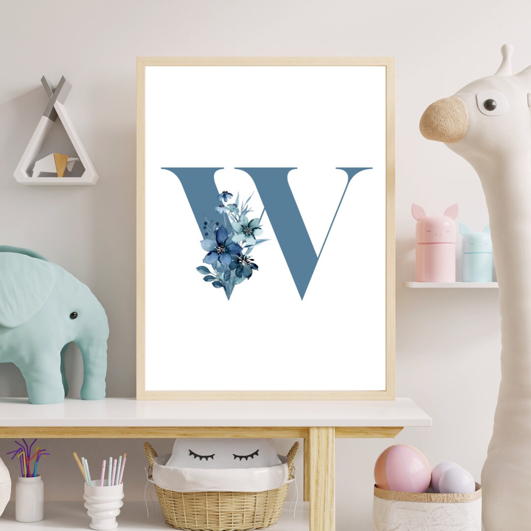 Floral Initial Print Poster w Printable Initial - Etsy