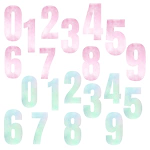 20 Watercolor Pastel Numbers Clipart, Number 0-9, Baby Milestones ...