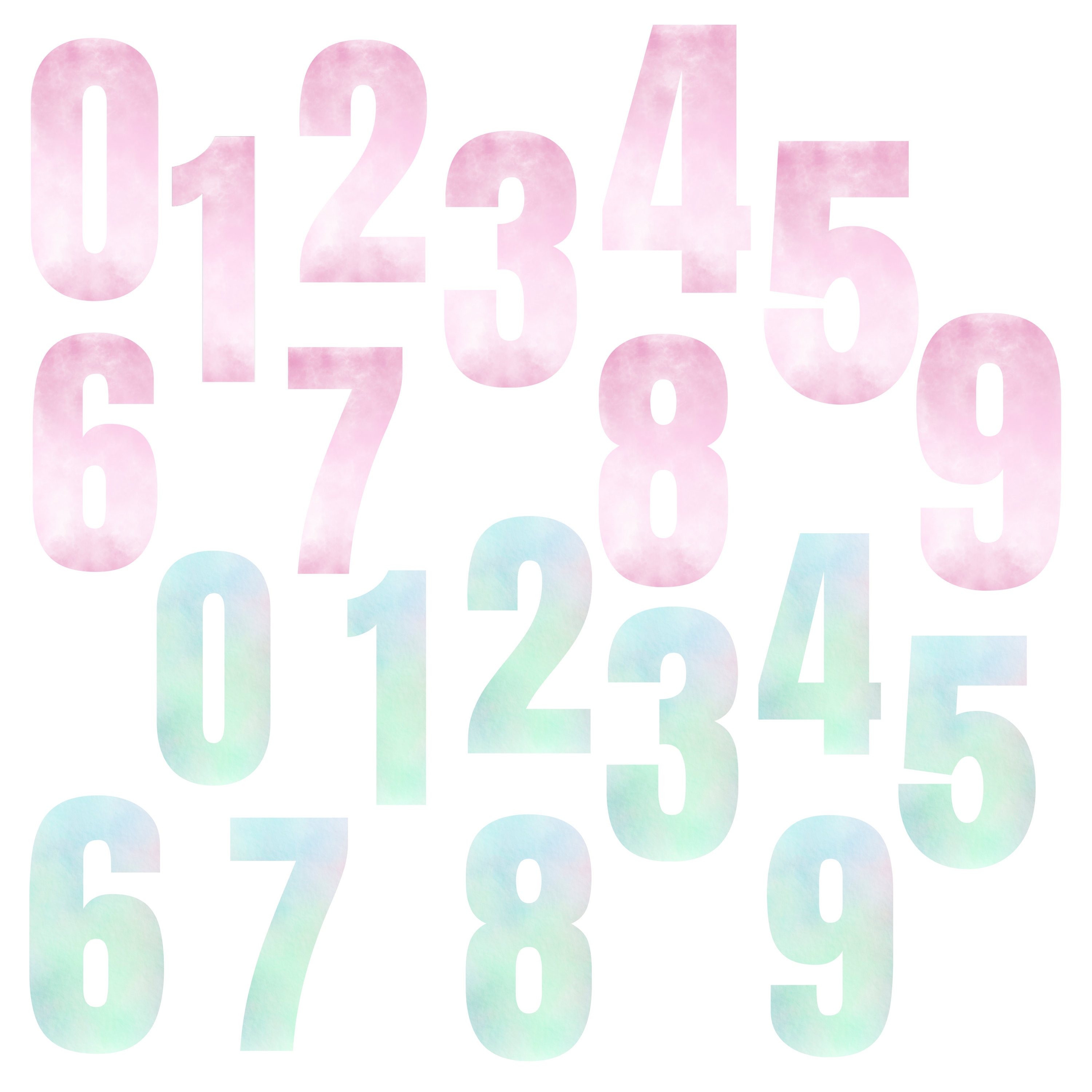 20 Watercolor Pastel Numbers Clipart, Number 0-9, Baby Milestones ...
