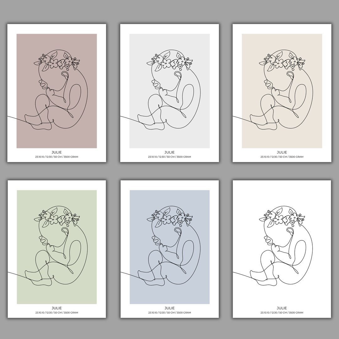 PRINTABLE CUSTOM BIRTH Poster, Newborn Illustration, Birth Gift, Birth ...