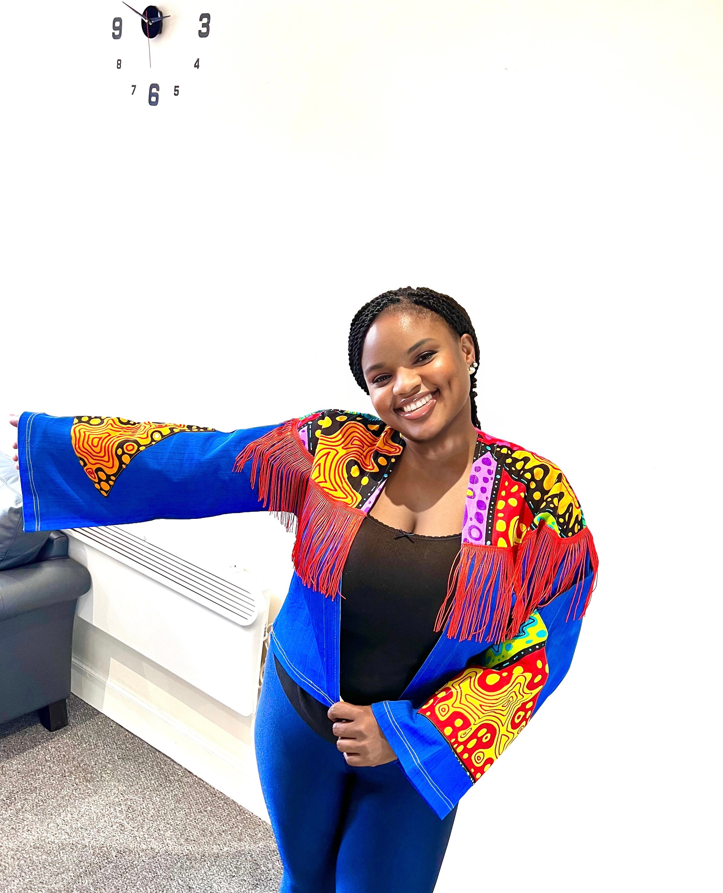 African Print Denim Fringe Jacket/ Lora Crop Jacket, Handmade African ...