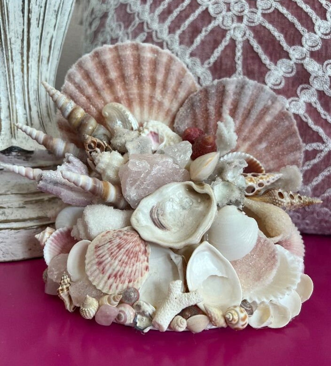 Handmade Decorative Pink and Cream Seashell Art - Etsy