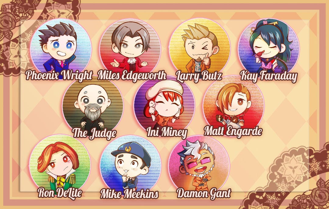 Ace Attorney Pin Badges - Etsy