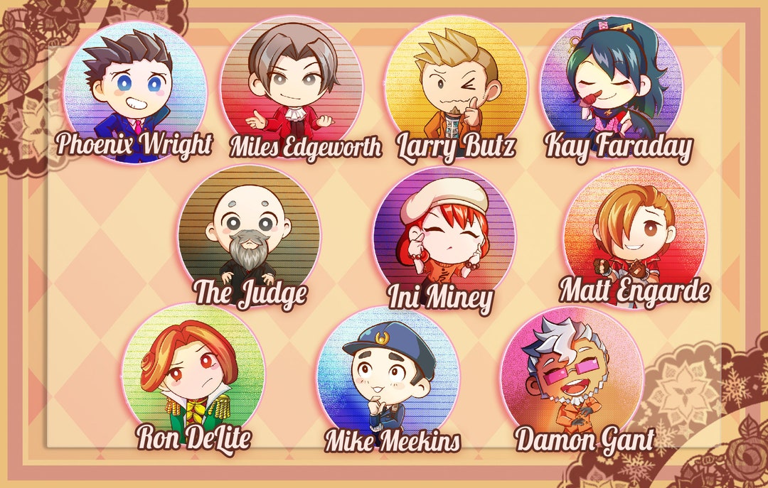 Ace Attorney Pin Badges - Etsy
