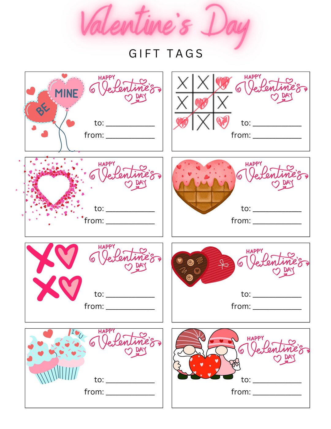 Valentines Day Gift Tags - Etsy
