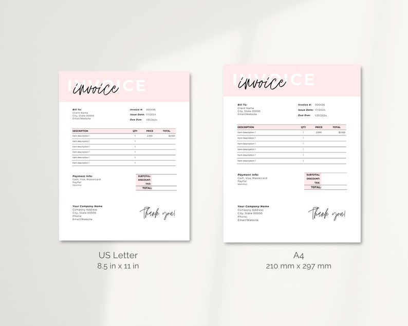 Invoice Template for Small Business Minimal Invoice, Canva Editable ...