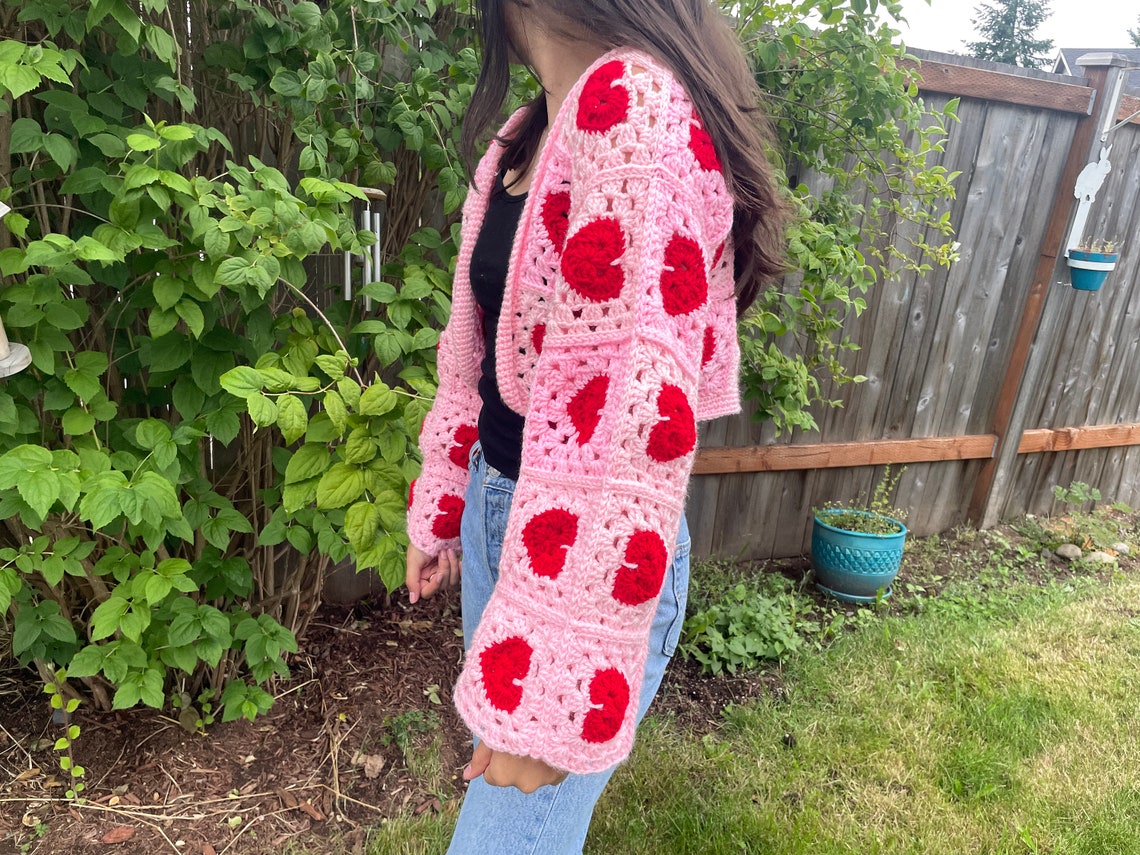 Cropped Heart Cardigan crochet Pattern - Etsy