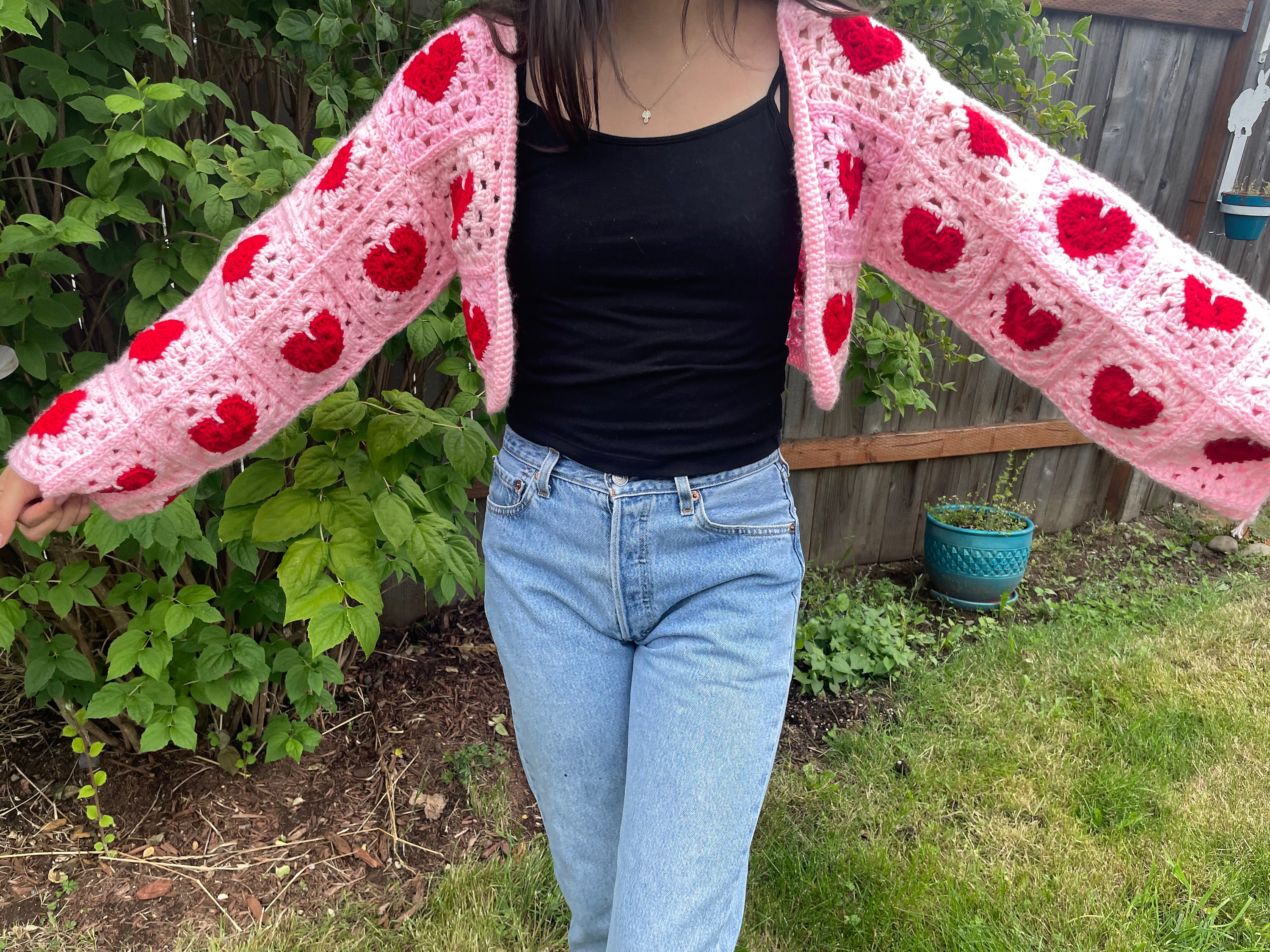 Cropped Heart Cardigan crochet Pattern - Etsy