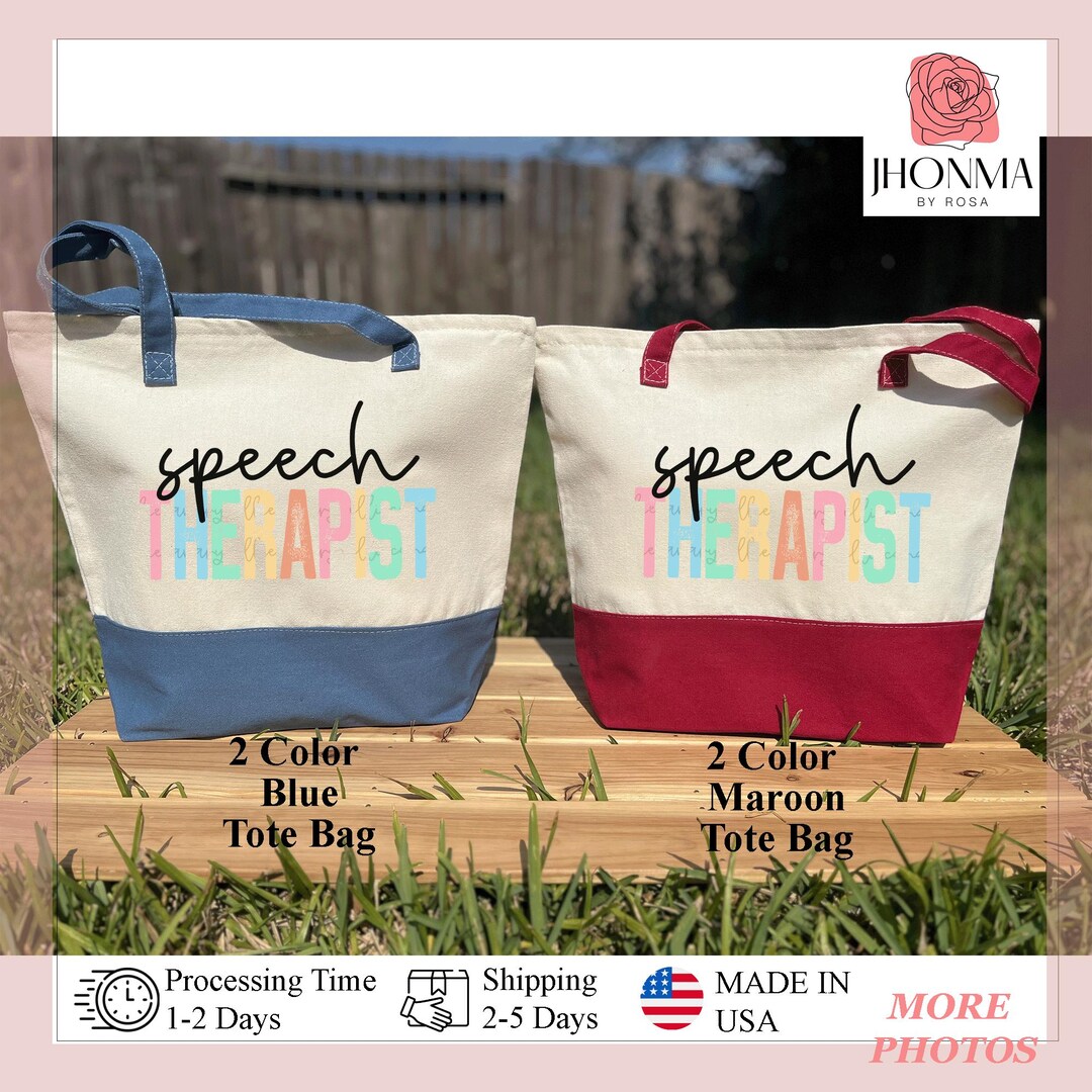 Speech Therapy Tote Bag, Speech Therapist Gift, SLP Custom Name Bag ...
