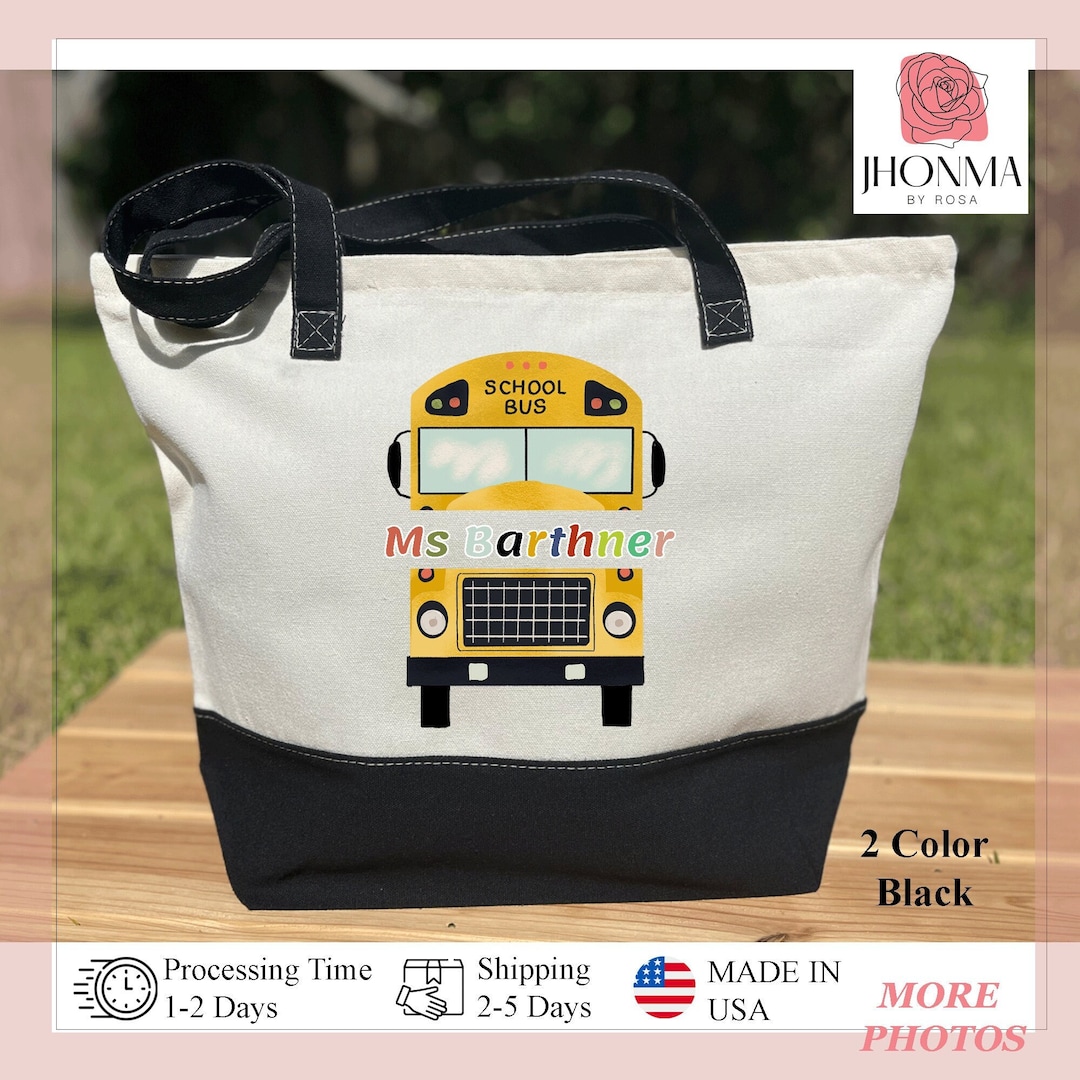 Personalized School Bus Driver Gift, Colorful School Bus Driver Bag ...