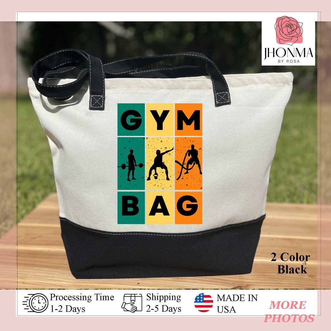 Gym Tote Bag, Gym Things Tote Bag, Gym Bag With Zipper, Weightlifting ...