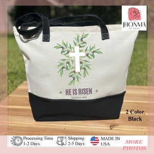 Christian Tote Bag, Aesthetic Church Bag, He is Risen Tote Bag, 2 Color ...