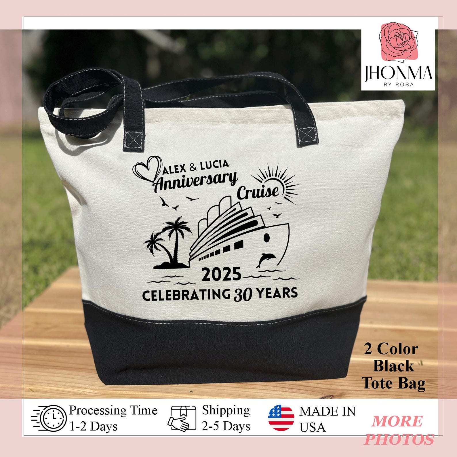 Personalized Anniversary Cruise Tote Bag, Wedding Anniversary Cruise ...