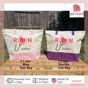 Custom Nurse Tote Bag With Name, RN Registered Nurse Valentine's Day ...