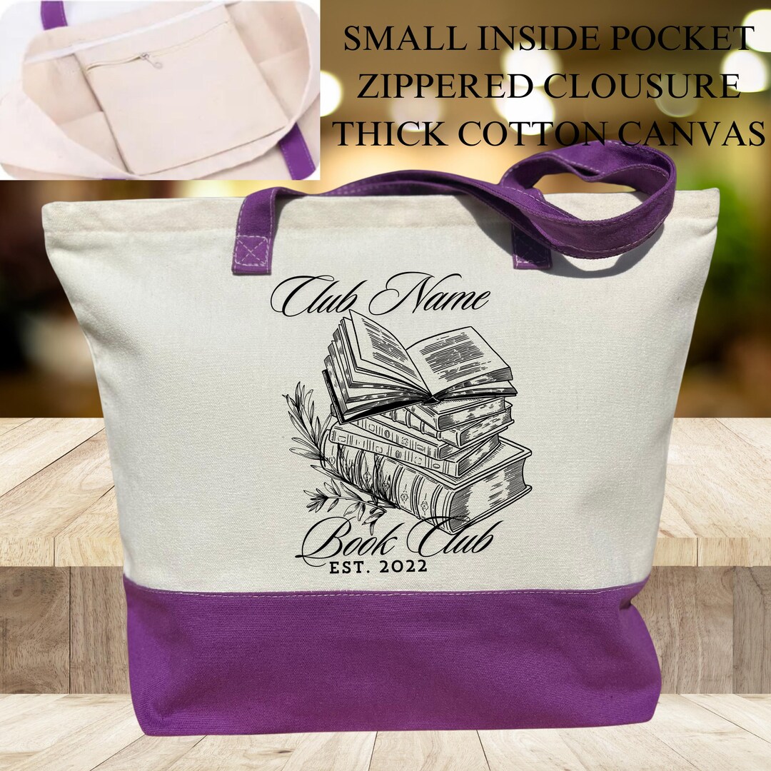 Custom Book Club Tote Bag, Personalized Reading Club Gift, Bookworm ...