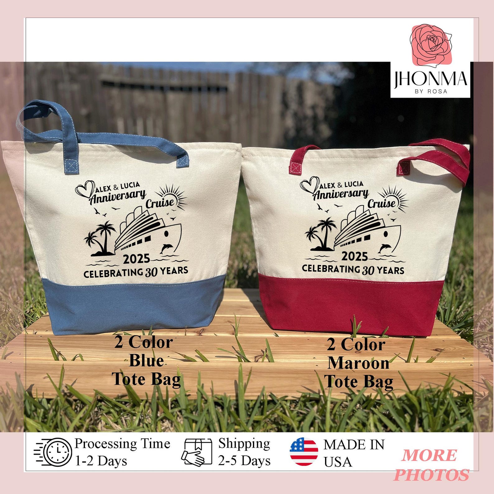 Personalized Anniversary Cruise Tote Bag, Wedding Anniversary Cruise ...