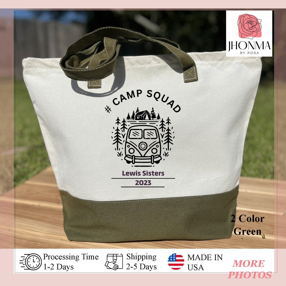 Personalized Camp Squad Bag, Camping Bachelorette Party, Customizable ...