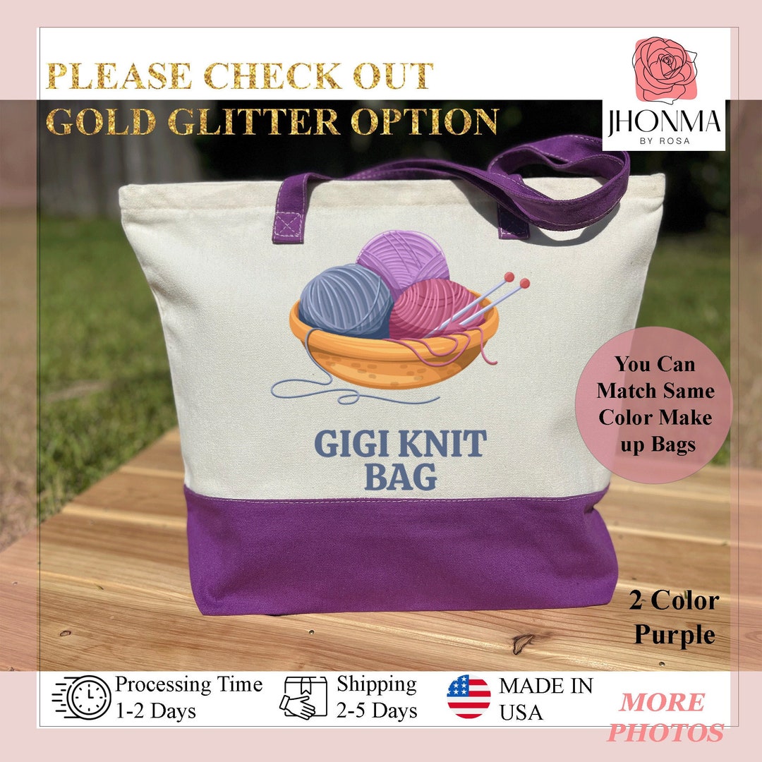 Personalized Knit Bag, Knitting Tote Bag, Yarn Bag, Custom Knitting ...