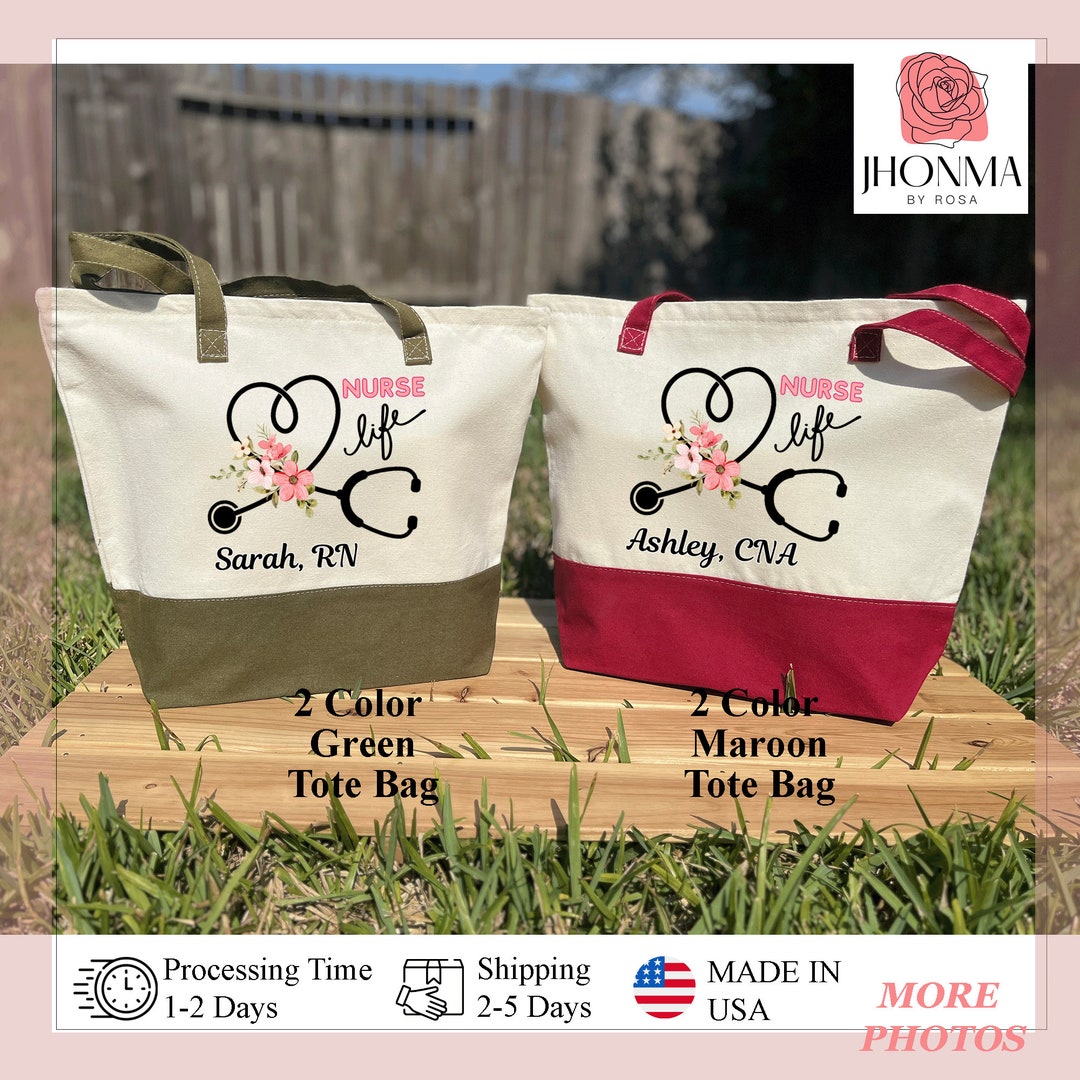 Gift for Nurse, Personalized Nurse Tote Bag, Floral Stethoscope Bag, RN ...