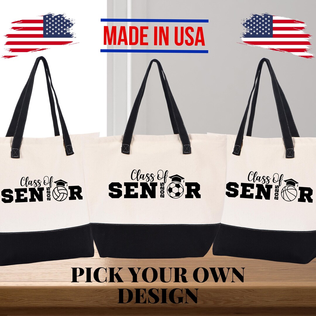 Custom Name Senior Tote Bag, High School University Gift Graduation Bag ...