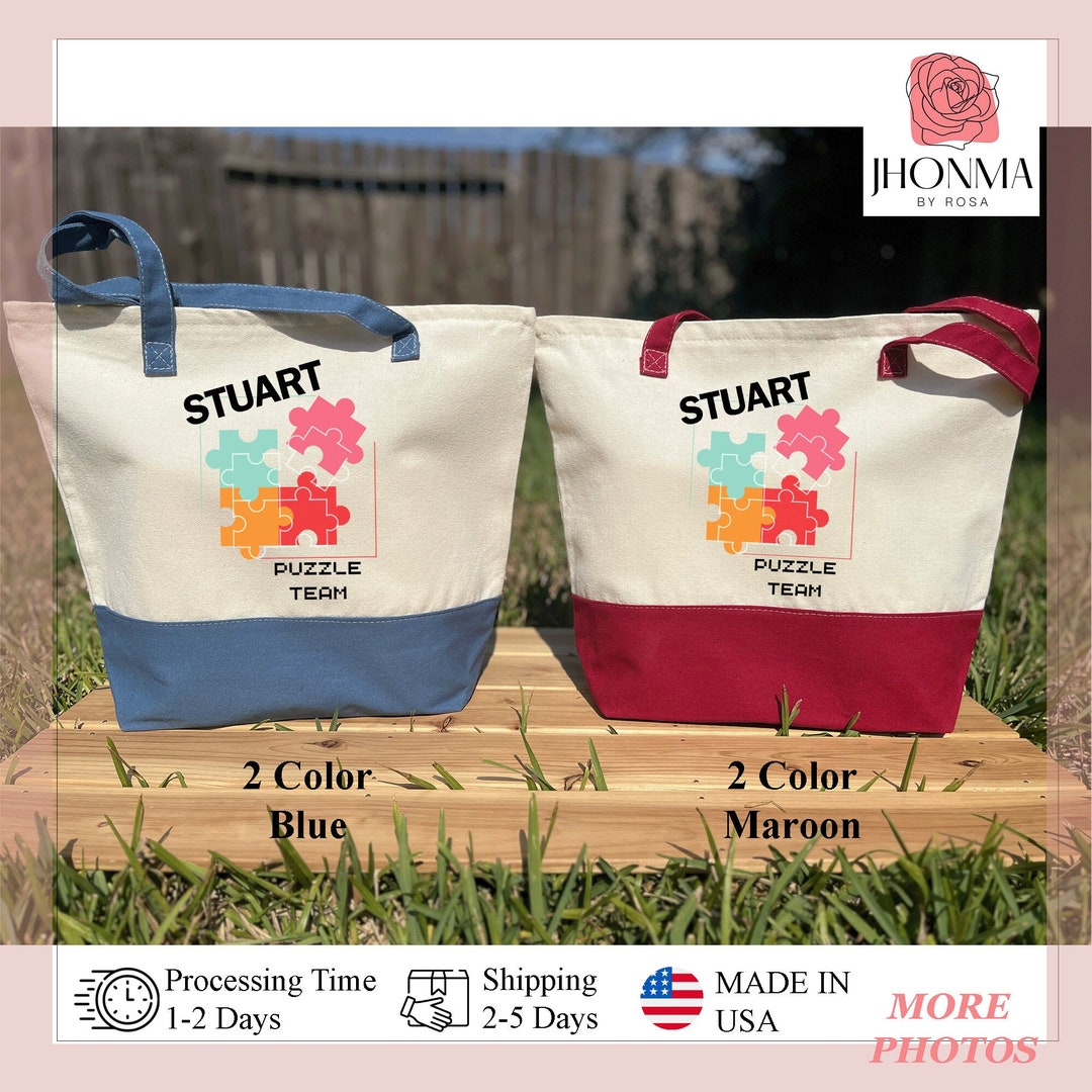 Personalized Jigsaw Puzzle Tote Bag, Puzzle Tote Bag, Puzzle Lover Gift ...
