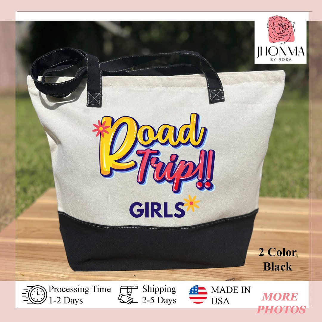 Road Trip Tote Bag, Girls Road Trip Bag, Personalized Tote, Trip Tote ...