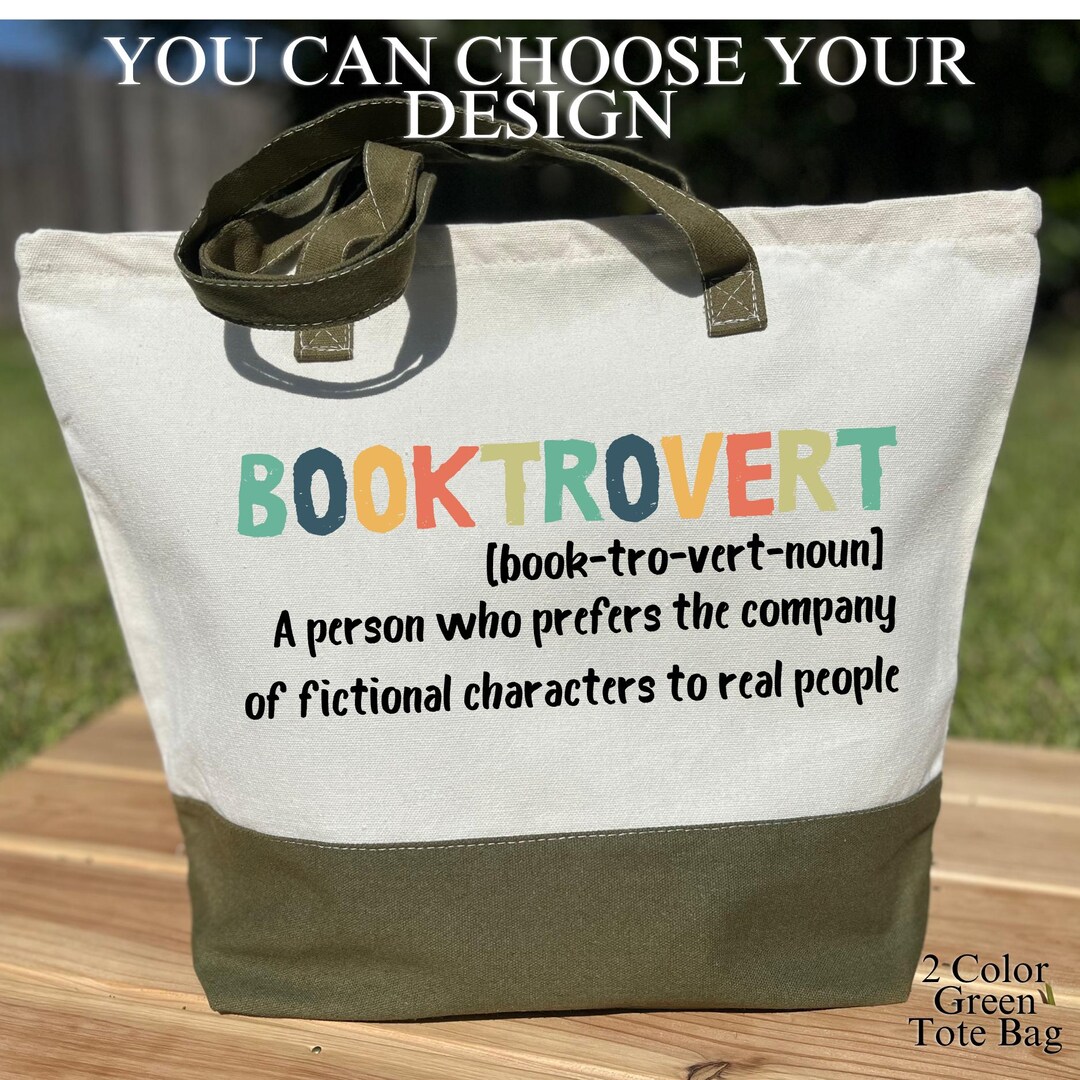 Booktrovert Tote Bag, Funny Introvert Reader Bag, Literary Canvas Tote ...