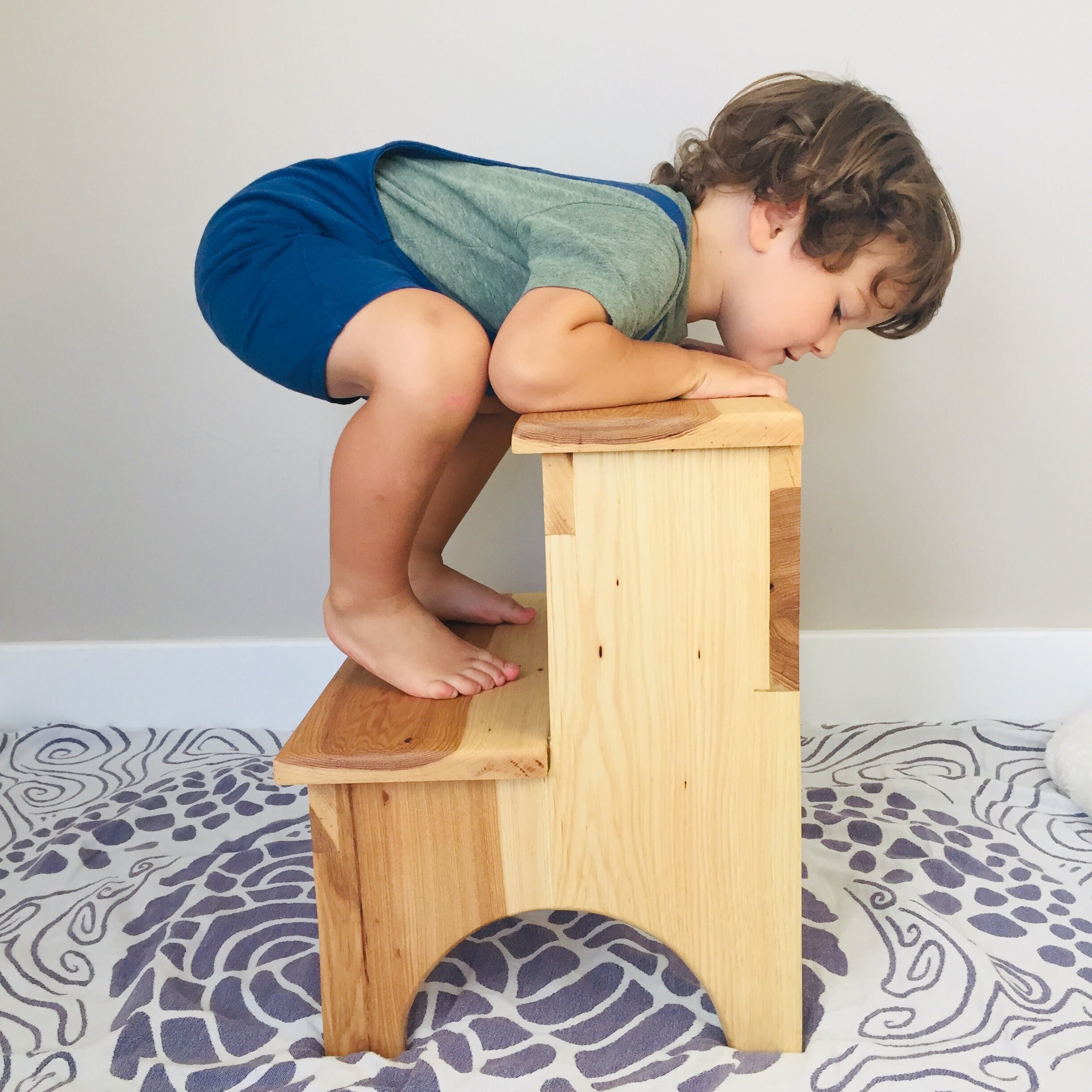 Large Wooden Stool, Minimalist Solid Wood Step Stool, Counter Stepping ...