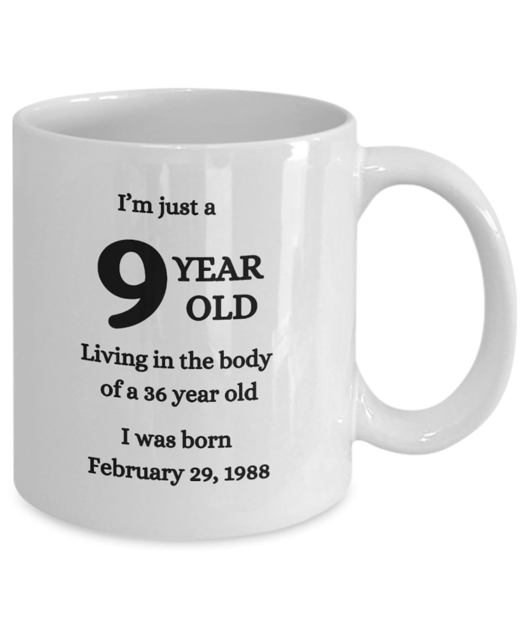 1988 Leap Year Mug, Funny Leapling Gift, 36th Birthday on Leap Year, February 29, 1988, Leap Day ...