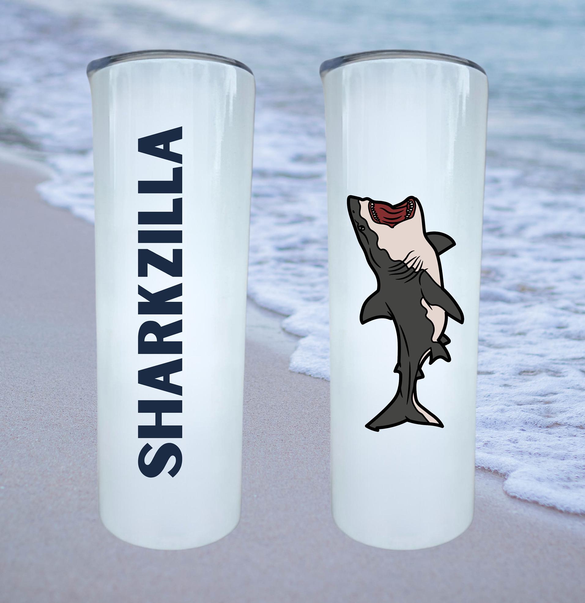 Shark Slim Tumbler, Gag Sharkzilla 20oz Insulated Tumbler Gift, Skinny ...